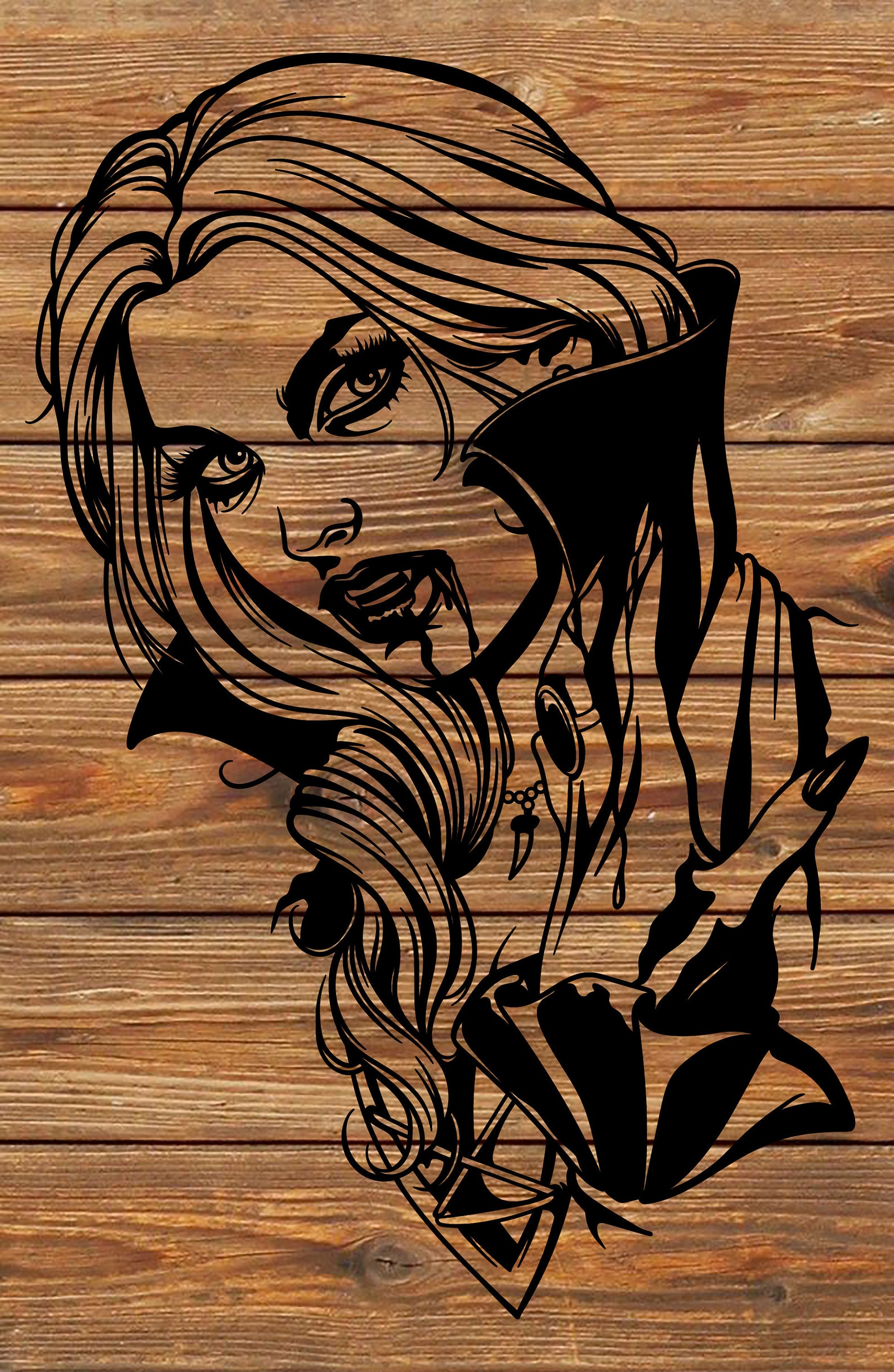 PNG SVG File Female Vampire Girl Horror Stencil Silhouette - Etsy