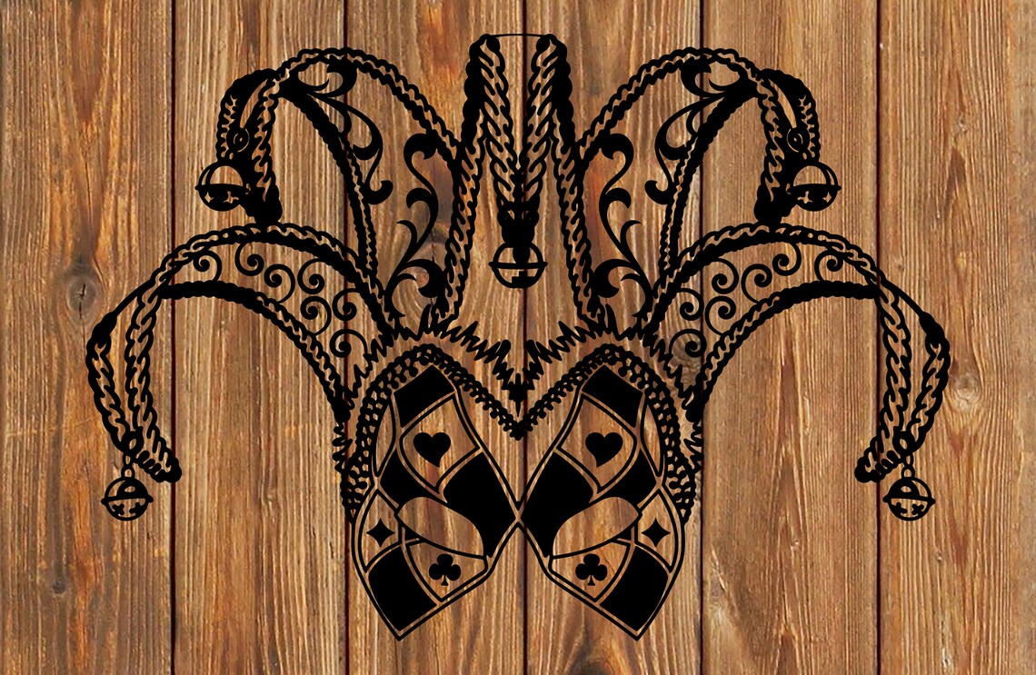 PNG SVG File Jester Masquerade Mask Stencil Silhouette | Etsy