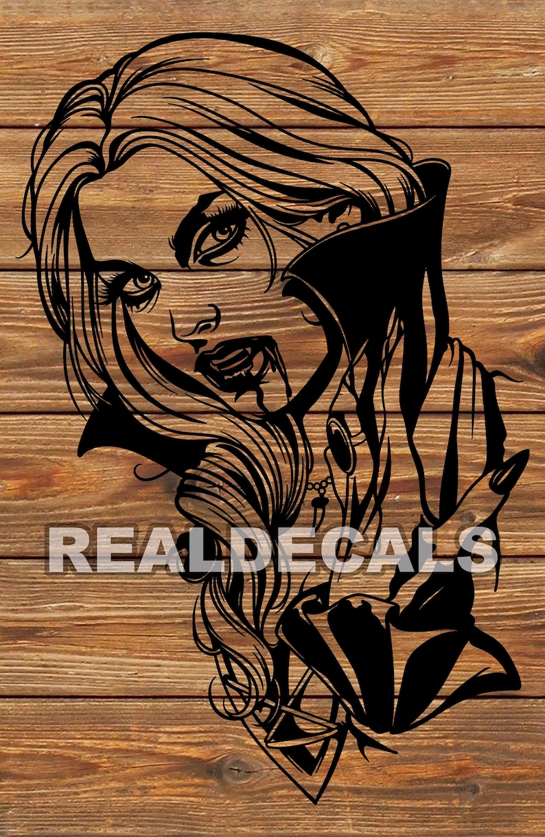 PNG SVG File Female Vampire Girl Horror Stencil - Silhouette for Cricut ...