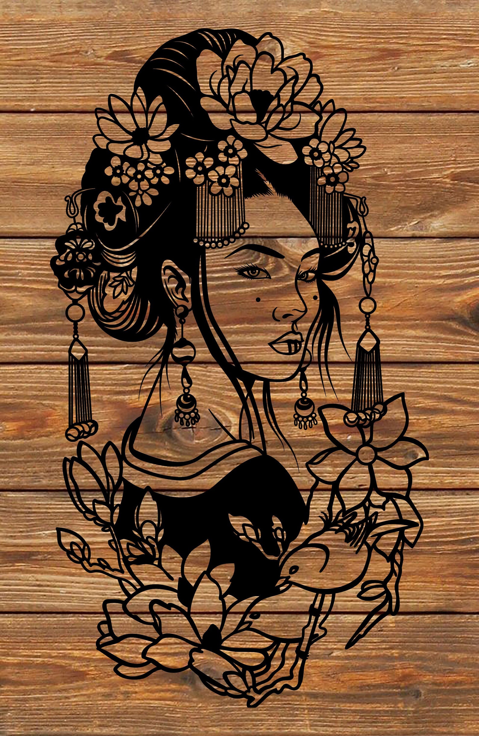PNG SVG File Japanese Pretty Geisha Girl Tattoo Stencil for - Etsy UK