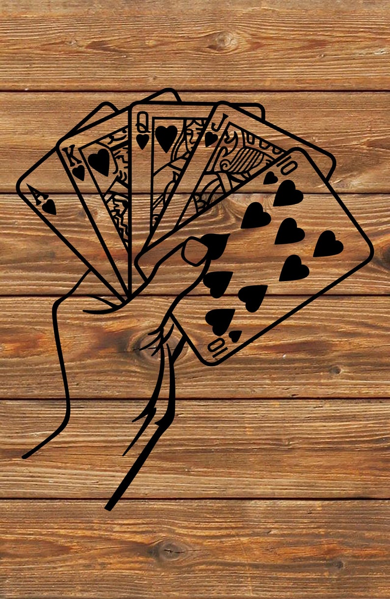 PNG SVG File Hand Holding Royal Flush Cards Hand Stencil - Etsy