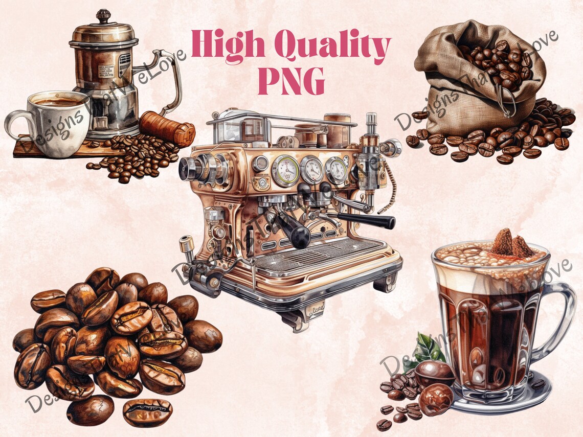 45 Watercolor Coffee Clipart PNG Bundle Coffee Cup Clipart - Etsy