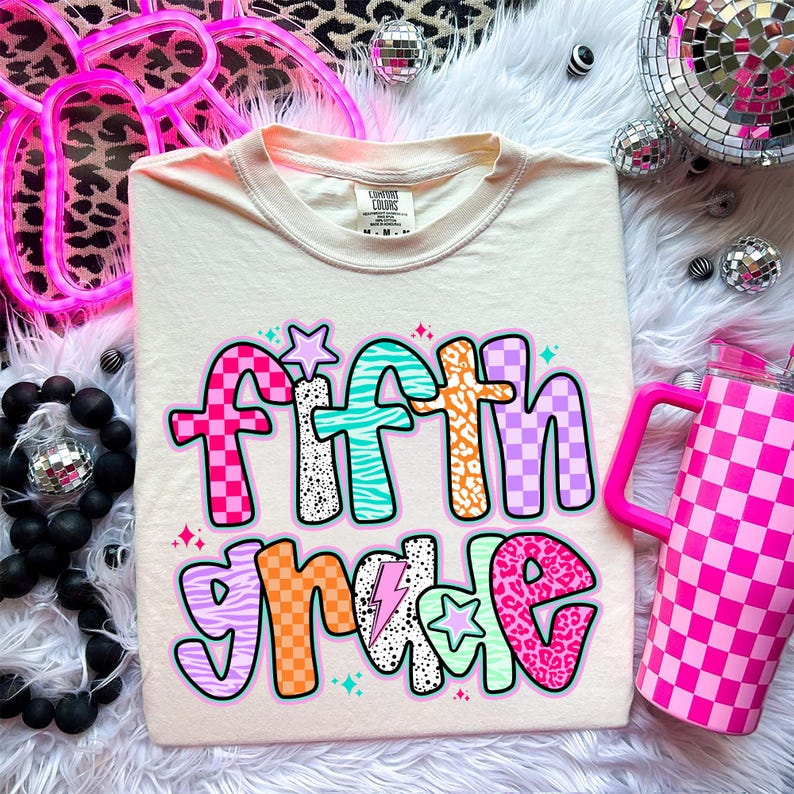 Preppy Back to School PNG Bundle, 5th/6th/7th/8th Grade, Teacher ...