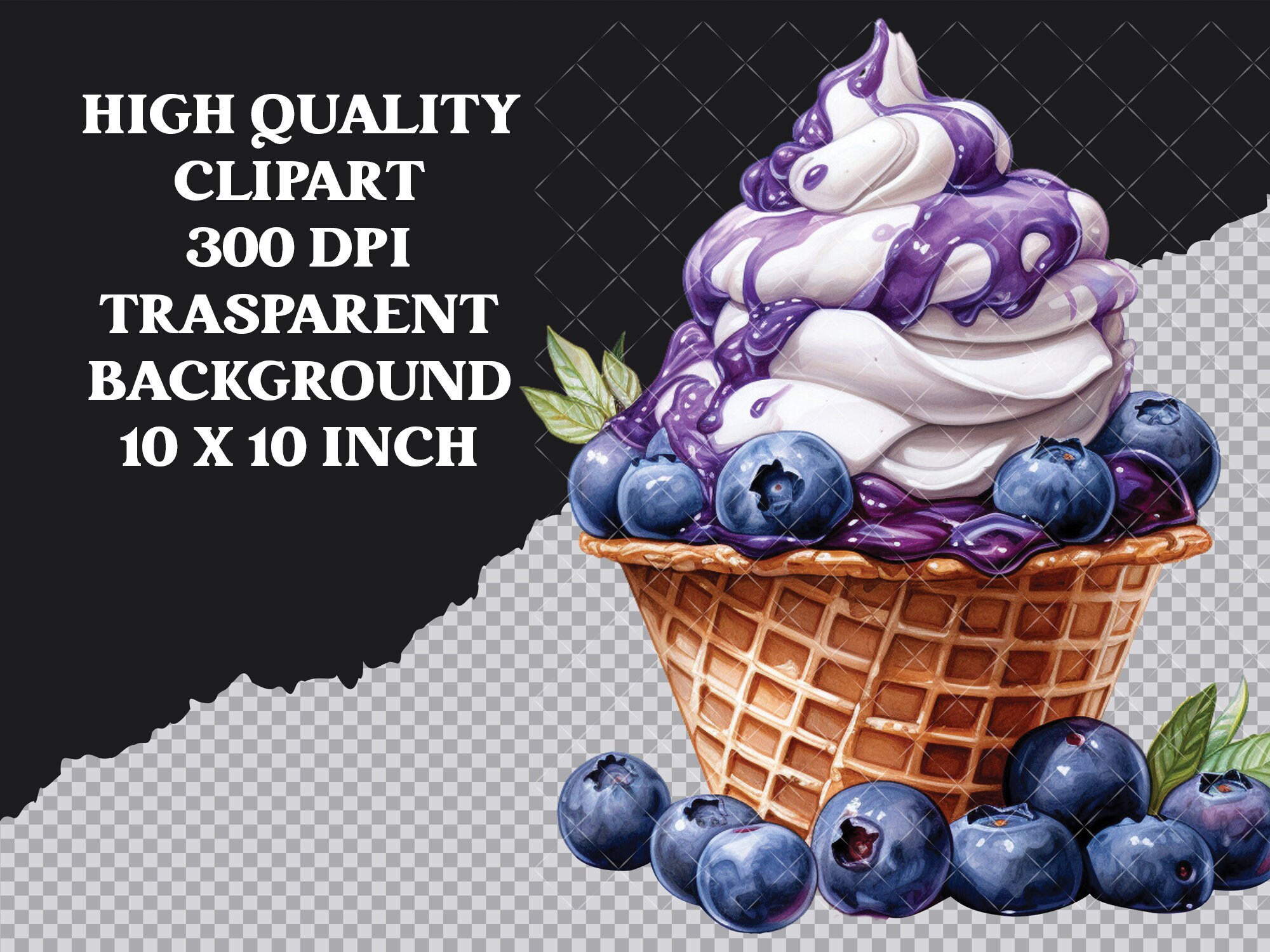 Ice Cream Watercolor Clipart Bundle, 30 PNG Images of Flavored Tasty ...