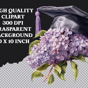 25 Floral Graduation Cap Clipart Bundle, 2023 Watercolor Floral Grad ...