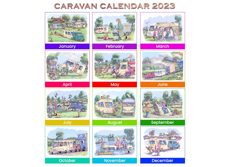 Caravan Caravanning Humour Cartoon Funny 2023 Wall Calendar - Etsy