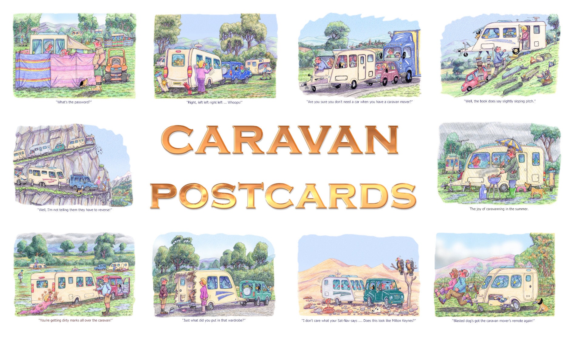 Caravan Caravanning Humour Cartoon Funny Pack of 10 Postcards by Armand ...