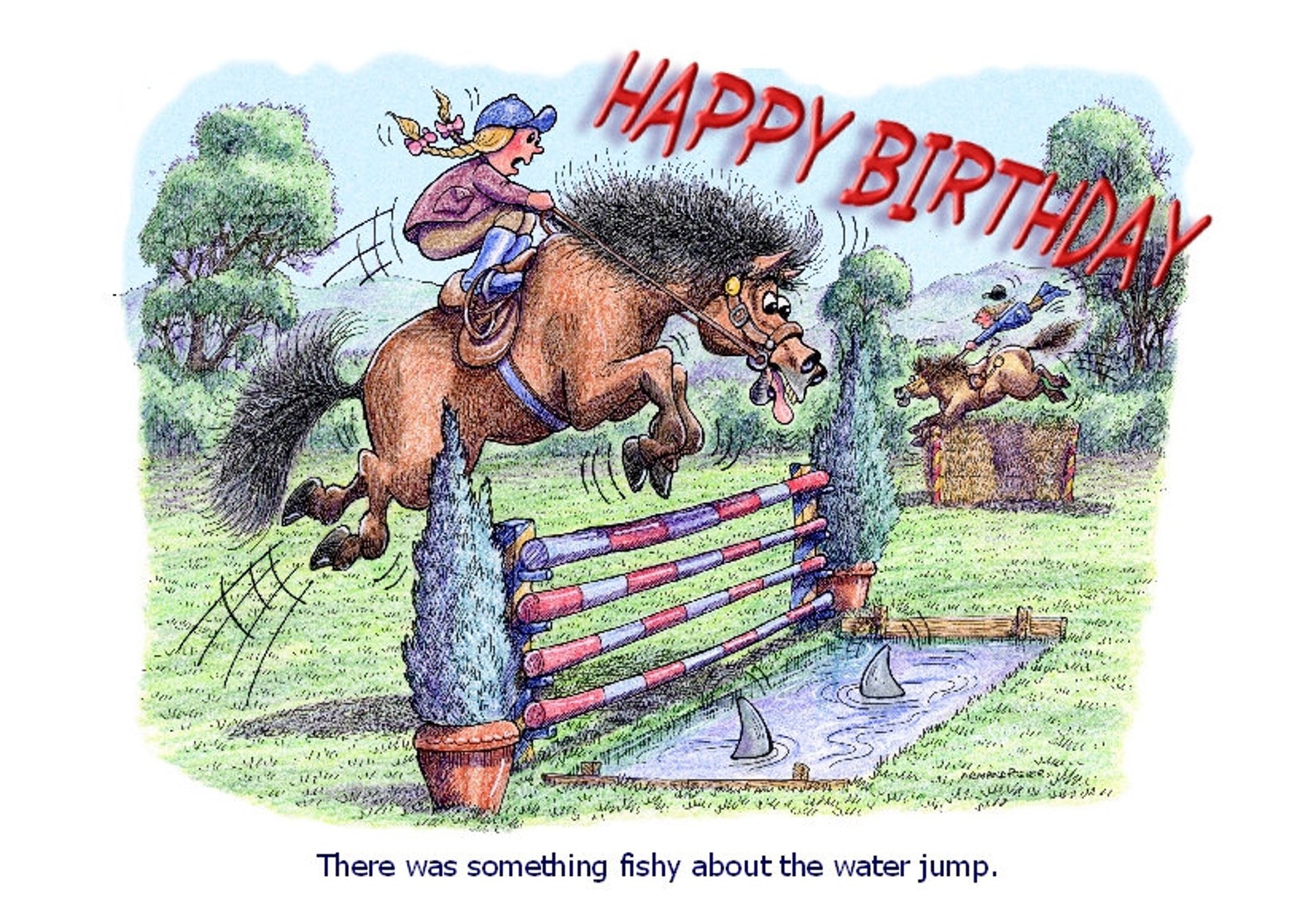 Happy Birthday Horse & Ponies Cartoon A5 Funny Blank Greeting Card by ...