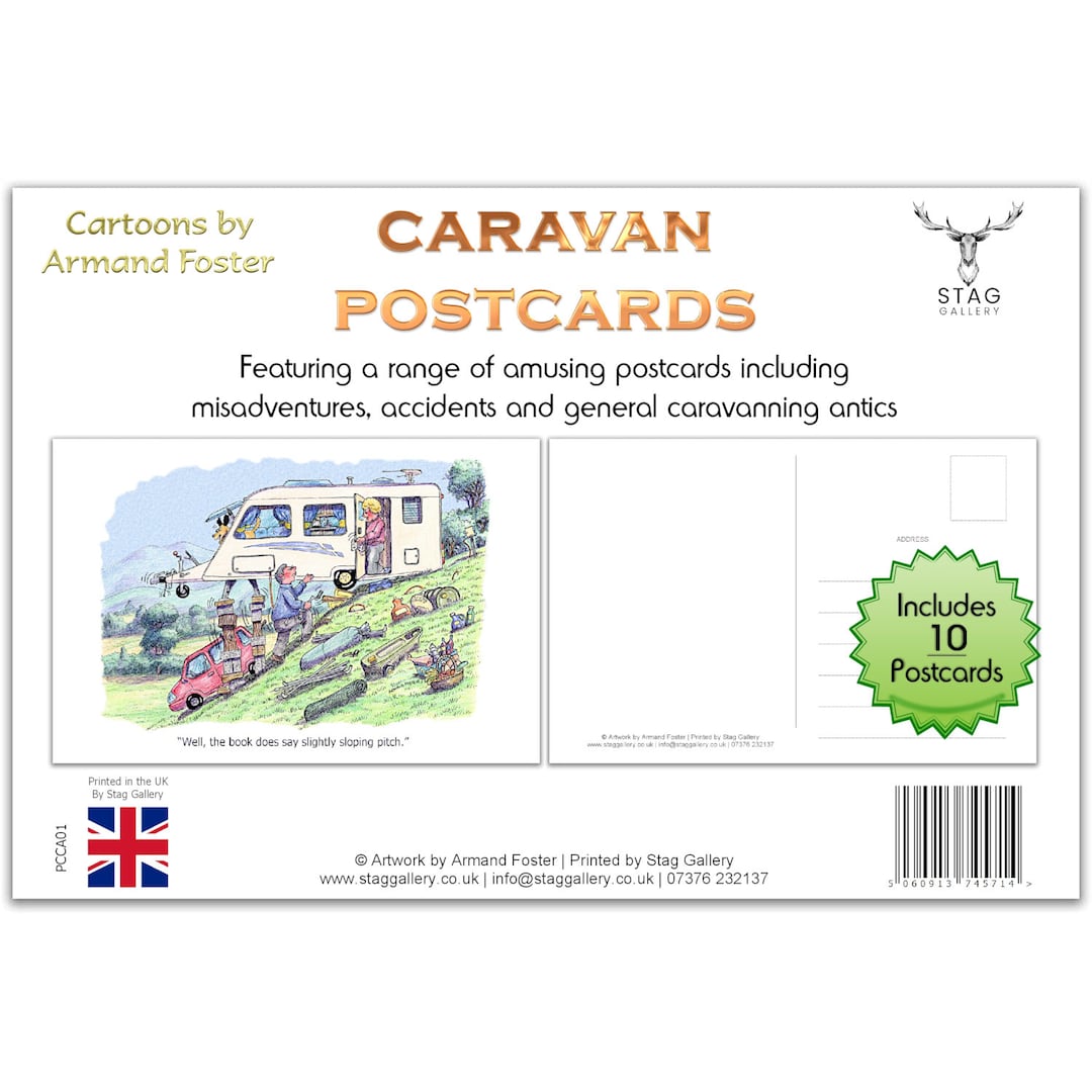 Caravan Caravanning Humour Cartoon Funny Pack of 10 Postcards by Armand ...