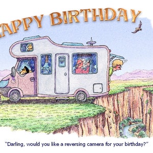 Happy Birthday Motorhome Caravanning Humour Cartoon A5 Funny Blank ...