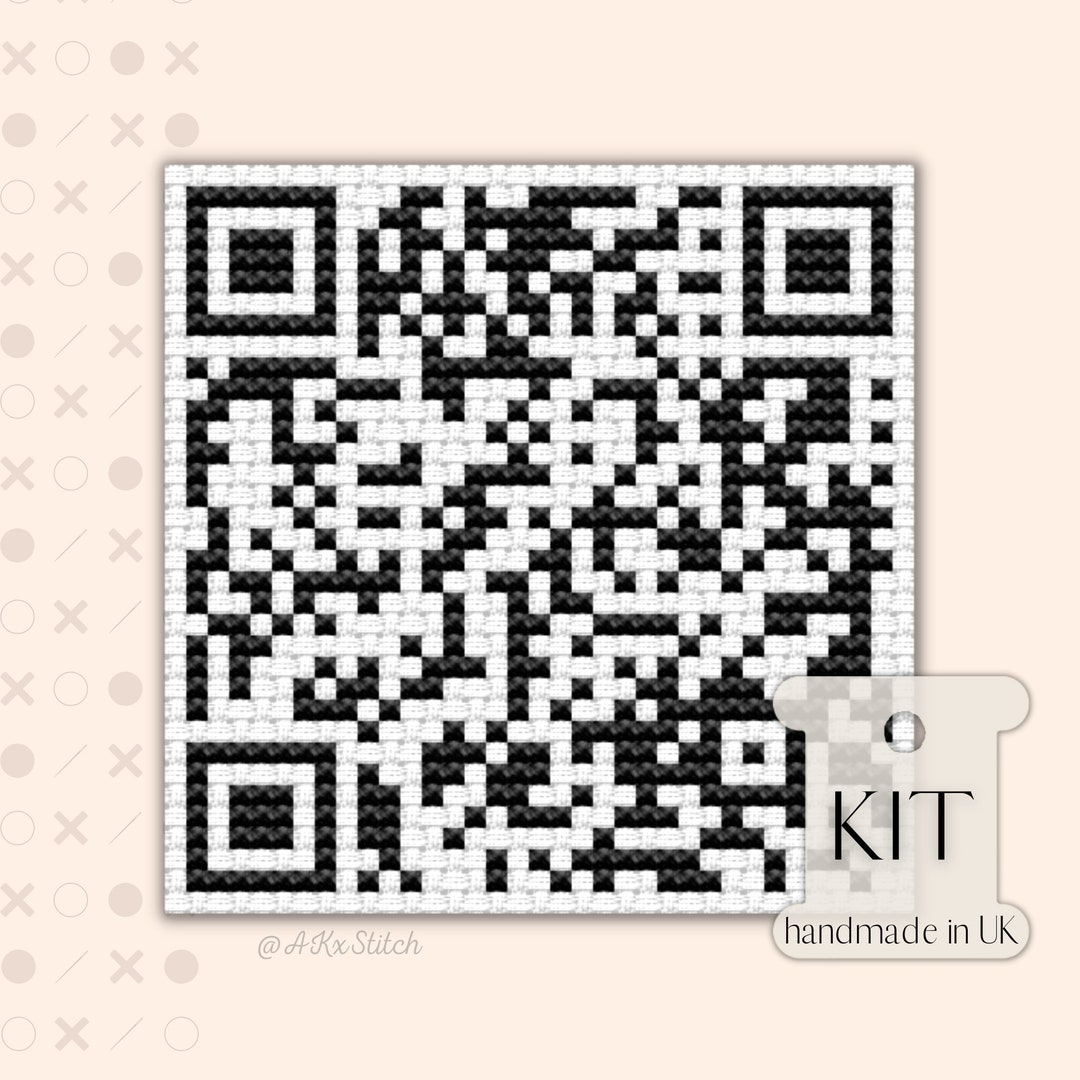 Custom QR Code Cross Stitch Kit / Fun Geeky Unique Personalised Quote ...