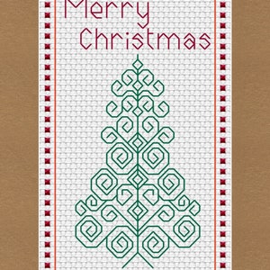Christmas Card Cross Stitch Pattern Kit Set / Cute Xmas Blackwork ...