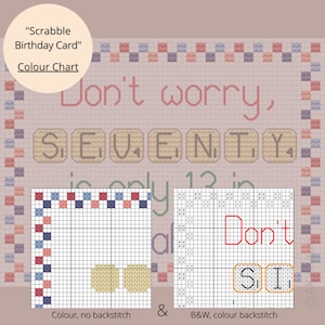 Scrabble Letters Cross Stitch Chart / 50th Birthday Anniversary Card ...