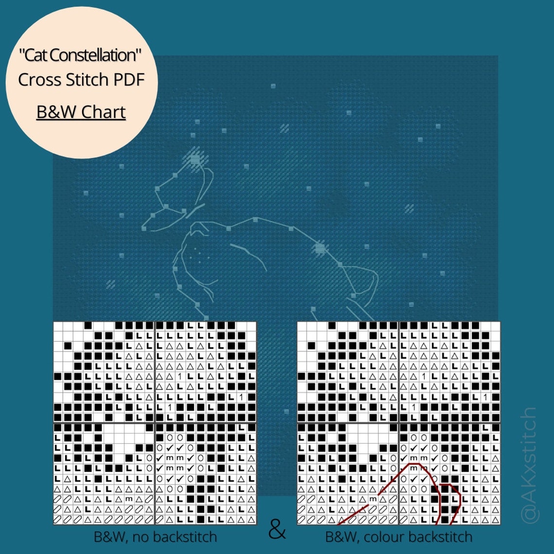 Cat Constellation Cross Stitch Pattern PDF / Embroidery Chart - Etsy