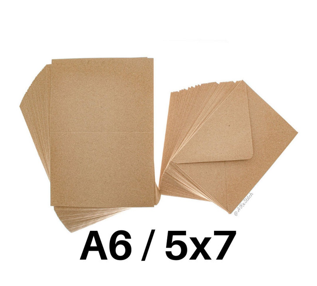 Kraft Cards A6 5x7 Blank Card & Envelope Rustic Natural Brown Colour ...