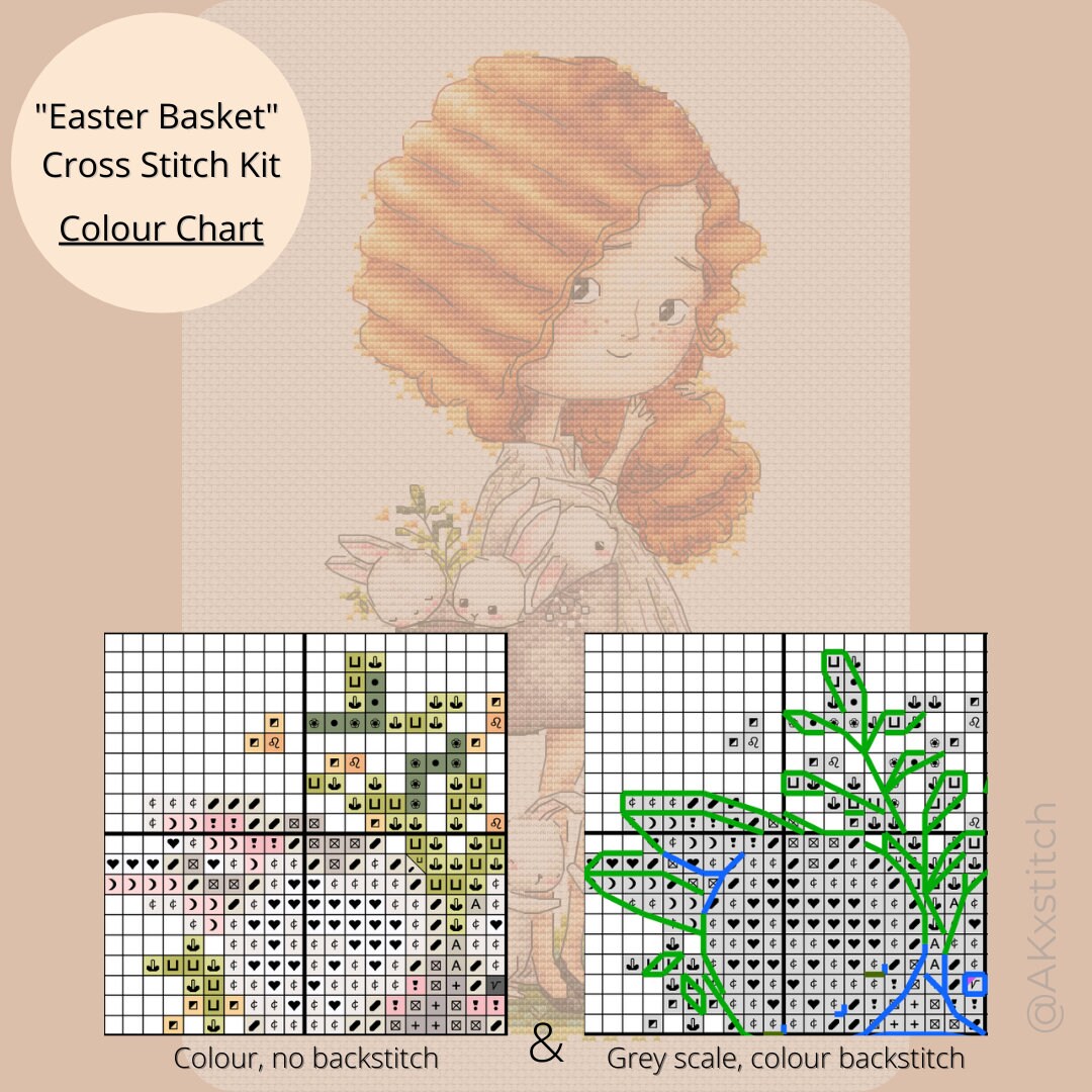 Little Girl Cross Stitch Kit, Cute Adorable Red Head Girl With Basket ...
