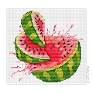 Watermelon Cross Stitch KIT PDF Chart, Sketch Watercolour Style ...