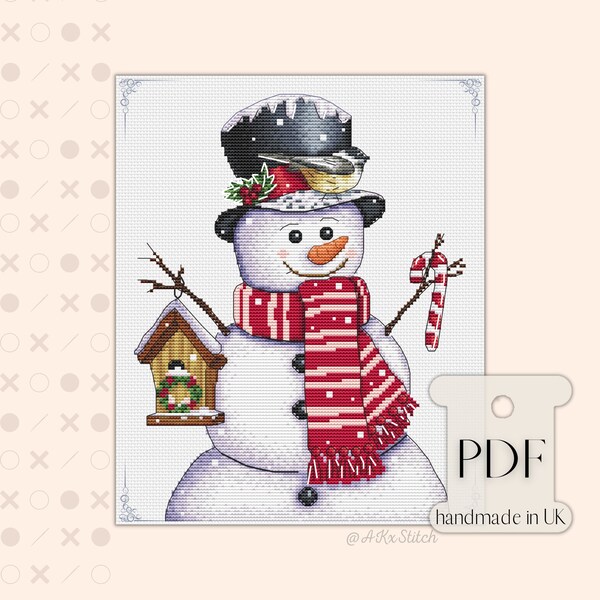 Snowman Cross Stitch Pattern - Etsy