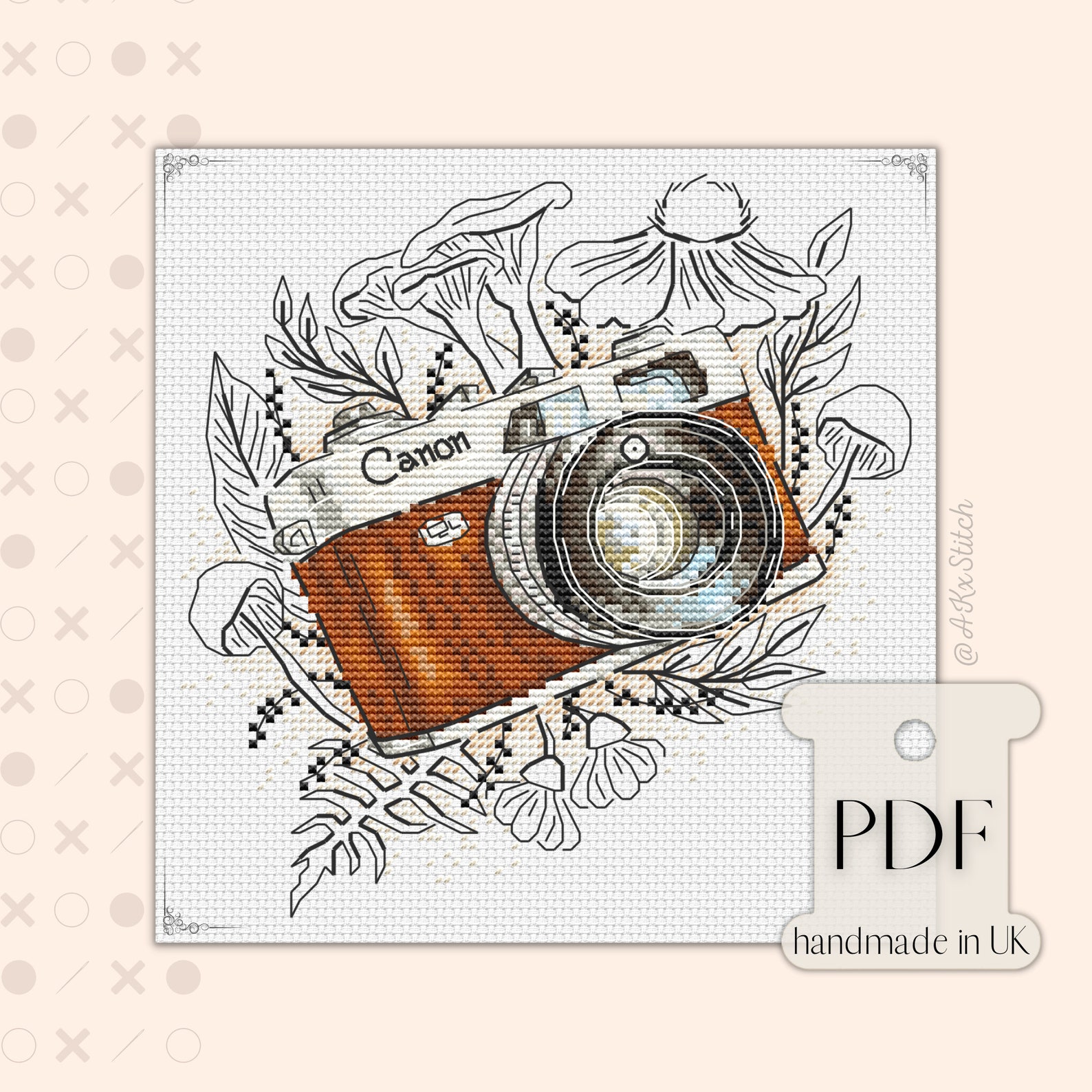 Canon Camera Cross Stitch PDF Pattern / Photographers Lens Embroidery ...