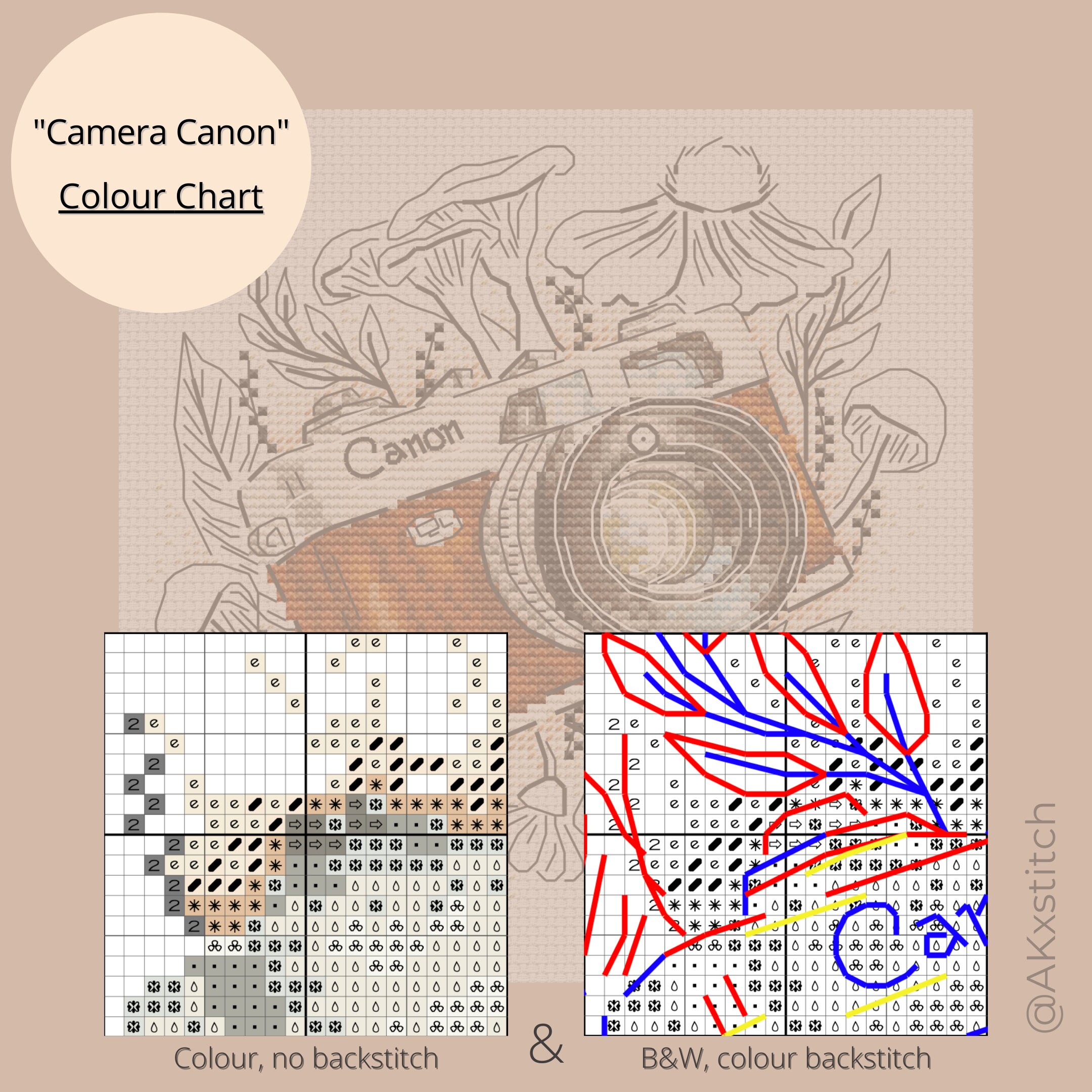 Canon Camera Cross Stitch PDF Pattern / Photographers Lens Embroidery ...