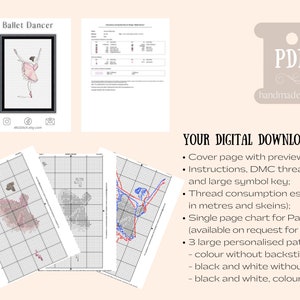 Ballet Dancer Cross Stitch Kit PDF Chart, Ballerina Girl in Pink Tutu ...