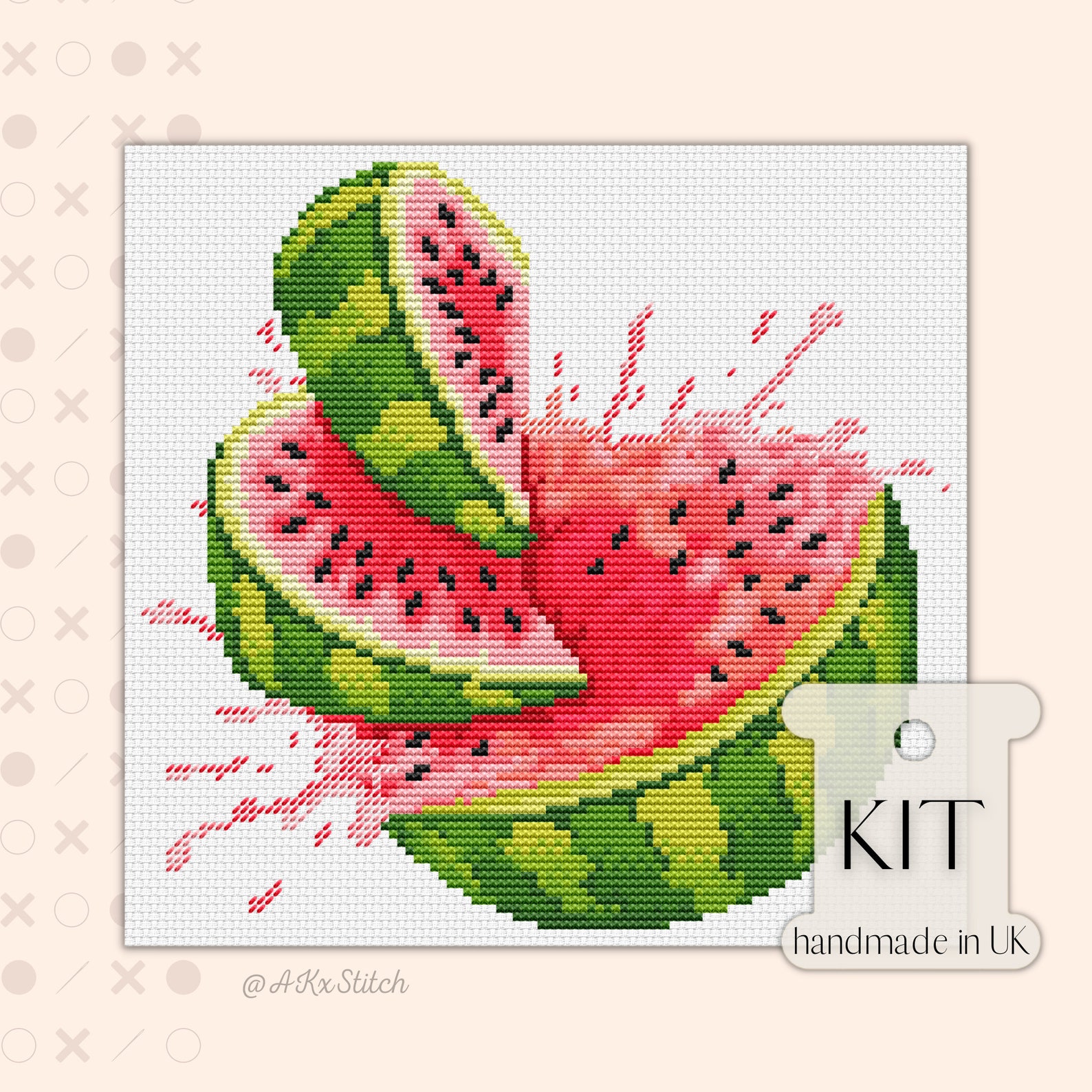 Watermelon Cross Stitch KIT PDF Chart, Sketch Watercolour Style ...