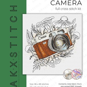 Camera Cross Stitch Kit / Photographers Canon Lens Cross Stitch Pattern ...