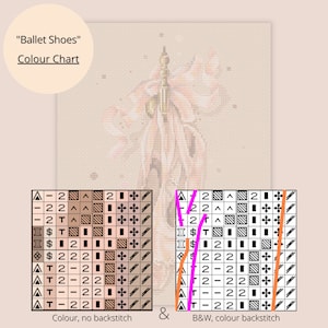 Ballet Pointe Shoes Cross Stitch KIT PDF Chart, Realistic Embroidery ...