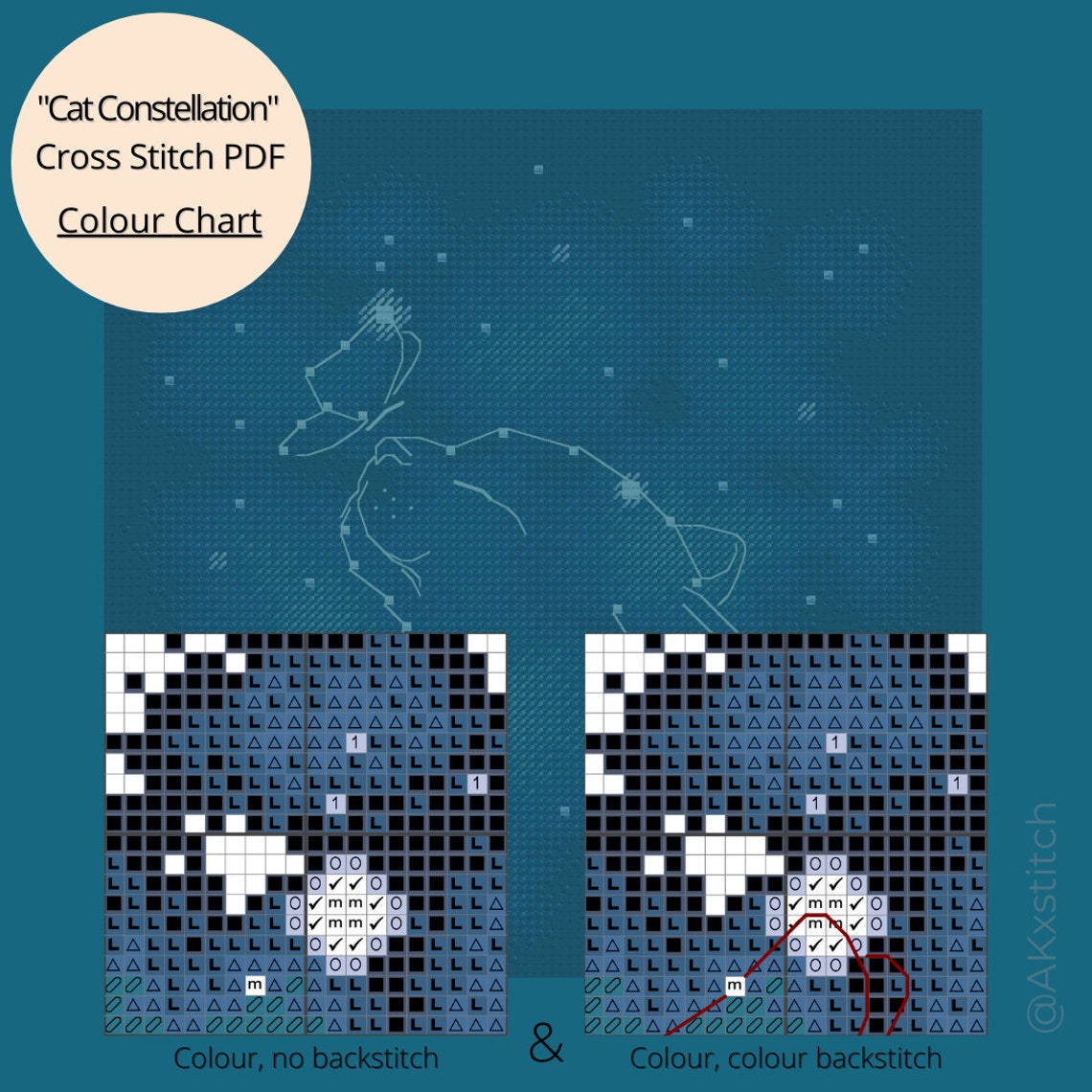 Cat Constellation Cross Stitch Pattern PDF / Embroidery Chart - Etsy