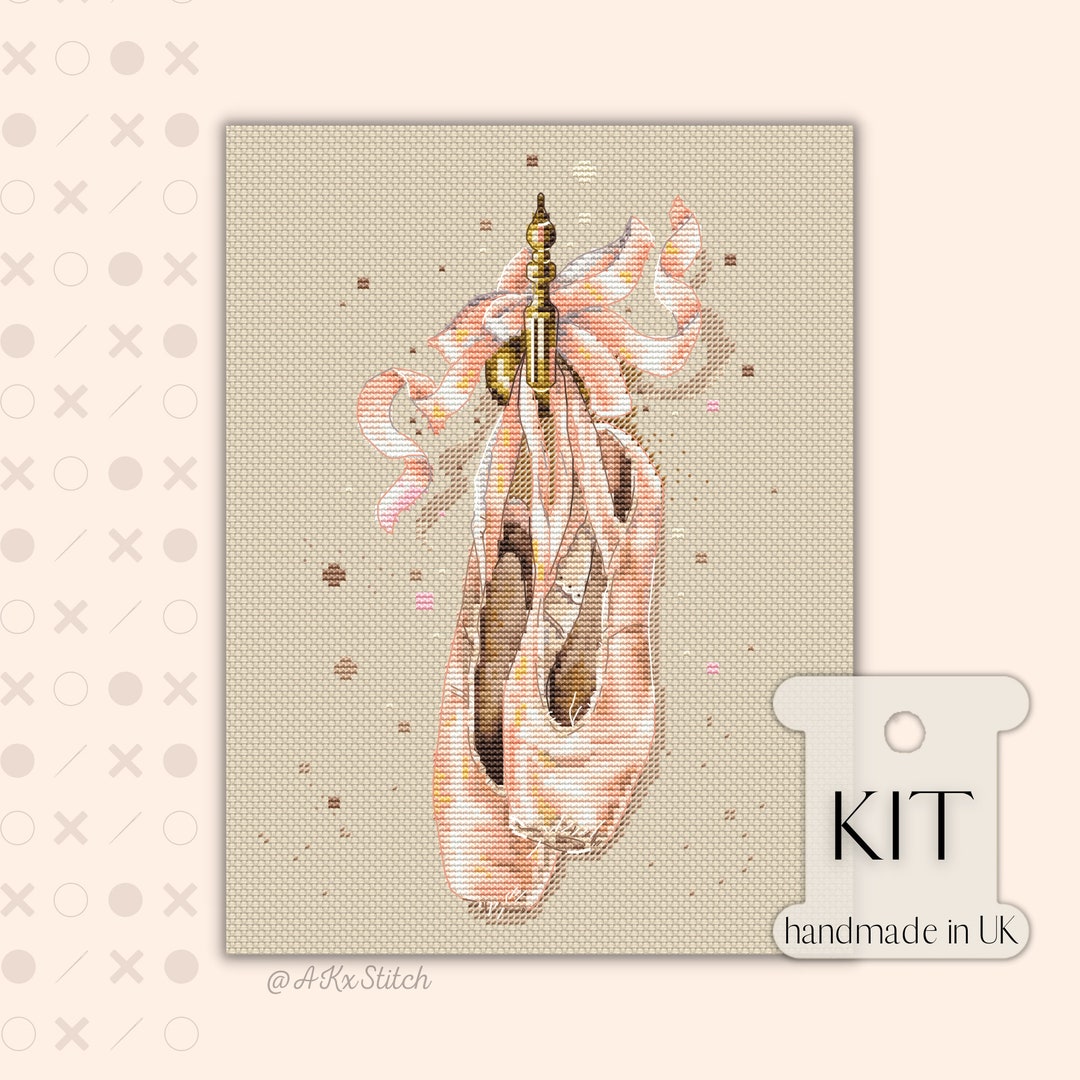 Ballet Pointe Shoes Cross Stitch KIT PDF Chart, Realistic Embroidery ...
