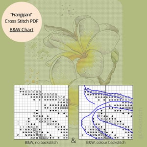 Plumeria Flower Cross Stitch Chart PDF / Minimalist Line Art Style ...