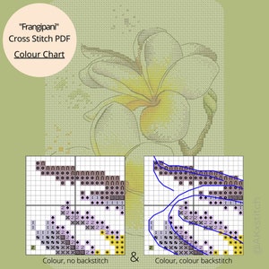 Plumeria Flower Cross Stitch Chart PDF / Minimalist Line Art Style ...