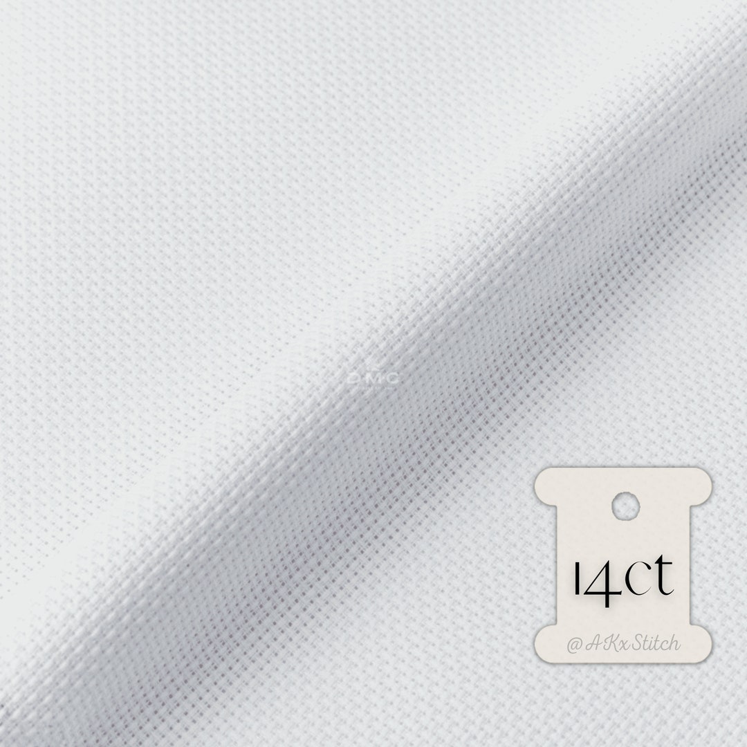 DMC White Aida Fabric Cloth 14 Count 14ct, Large Cut by Metre 110 X 100 ...
