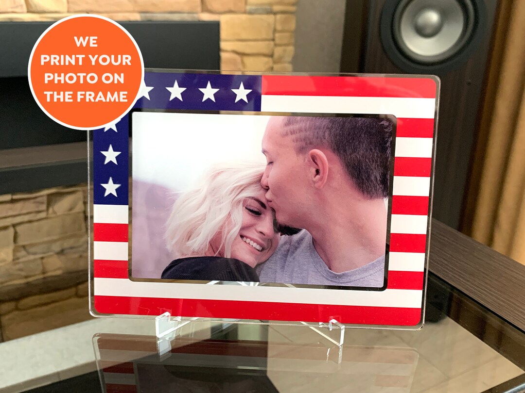 USA Flag Frame Personalized American Picture Frame Unitied - Etsy