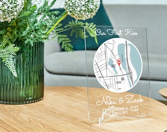 Our First Kiss Map - Etsy