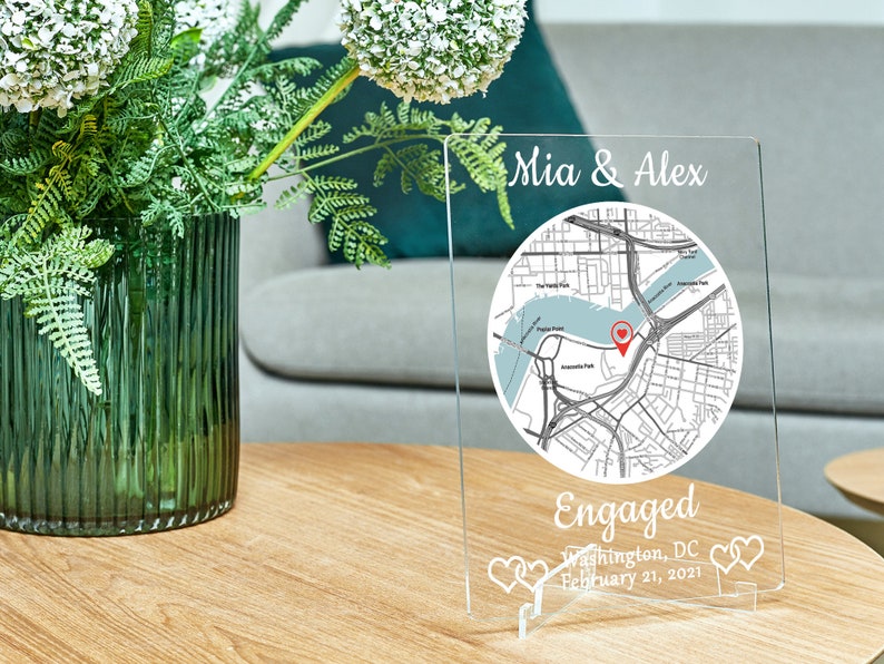 Engagement Map Custom Engagement Map Print Anniversary Map - Etsy
