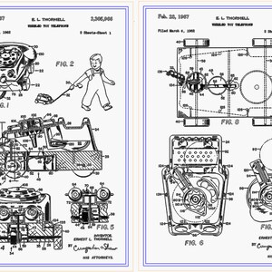 Vintage Toys Patent Drawings Schematics for Laser Etching, Cricut ...