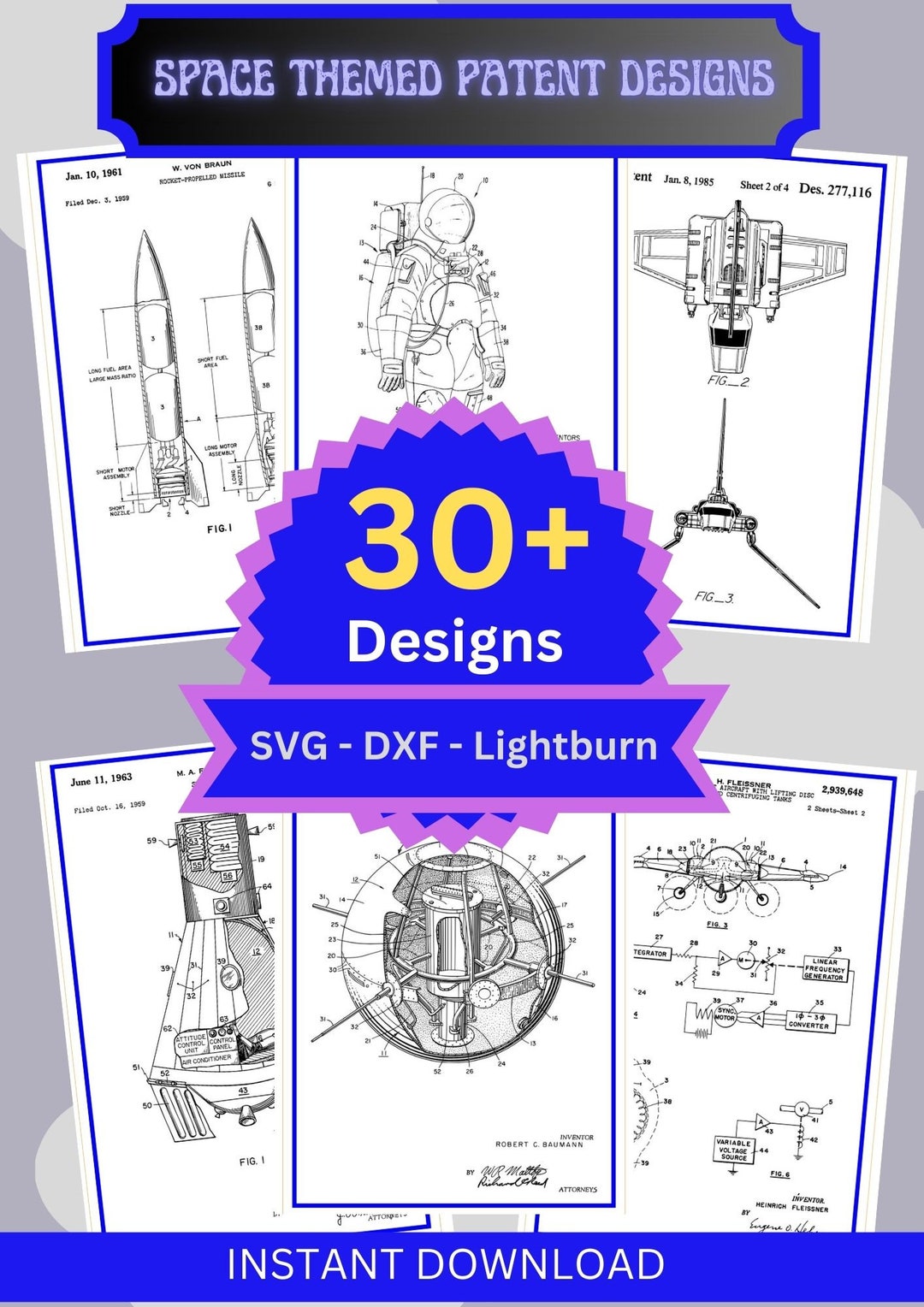Vintage Space Themed Patent Art. Original Vintage Patent Drawings ...