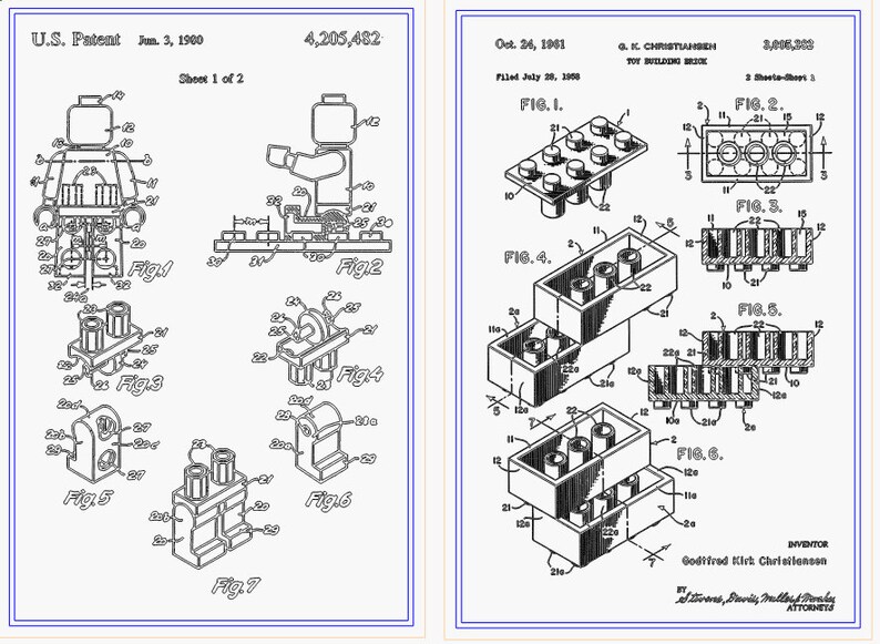 Vintage Toys Patent Drawings Schematics for Laser Etching, Cricut ...