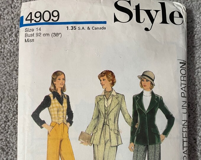 Style 4909 Jacket, Waistcoat and Trousers | Size 14 Bust 36 | Cut ...