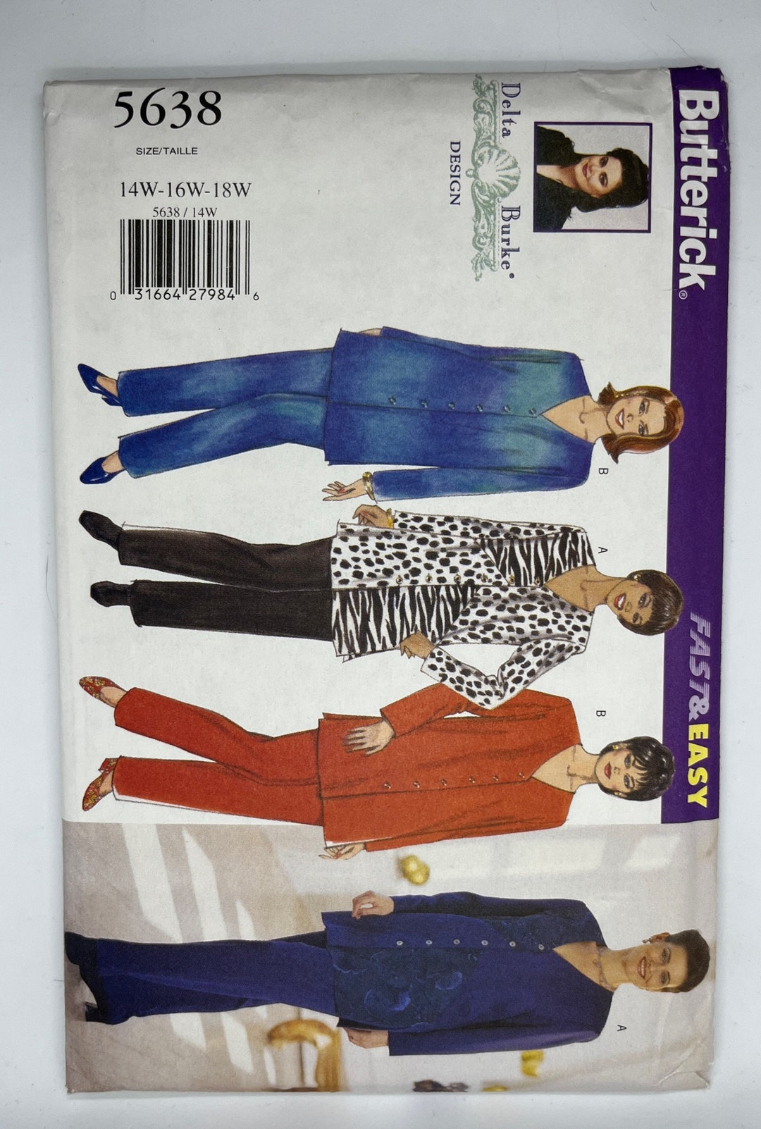Butterick Delta Burke Designs 5638 | Women's Top and Pants | Size 14W ...