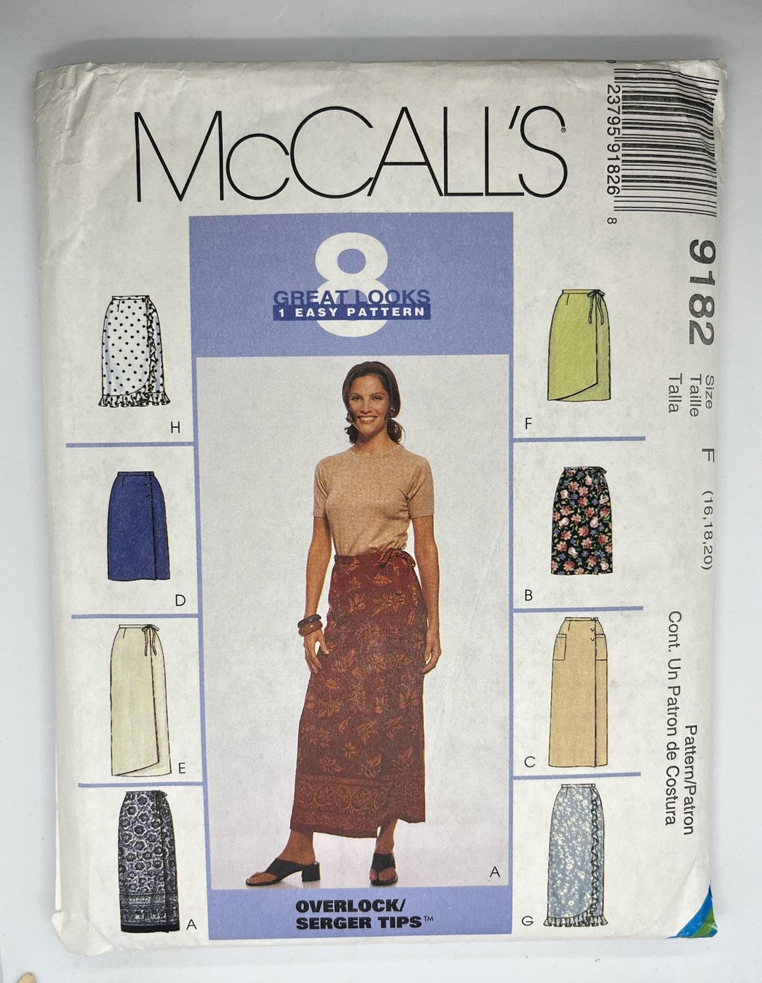 Mccall's 8 Great Looks 9182 Misses' Skirt in Two Lengths Size F 16-18 ...