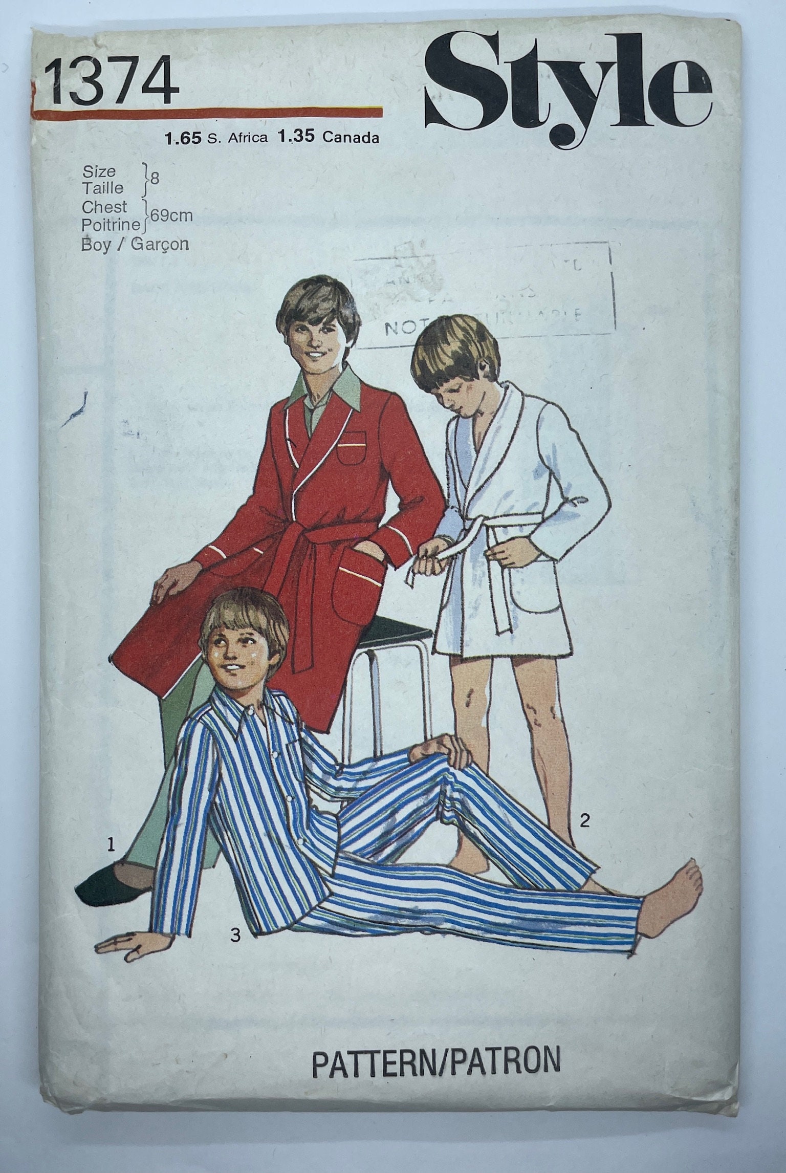 Style 1374 1975 Boys' Robe and Pajamas Size 8 Chest 27 Complete Vintage ...