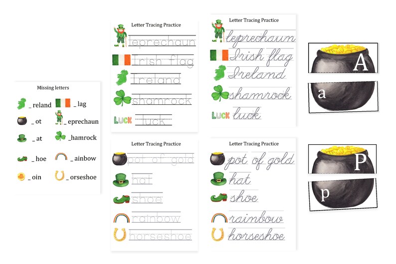 St Patricks Day Preschool Learning Pack Worksheets - Etsy