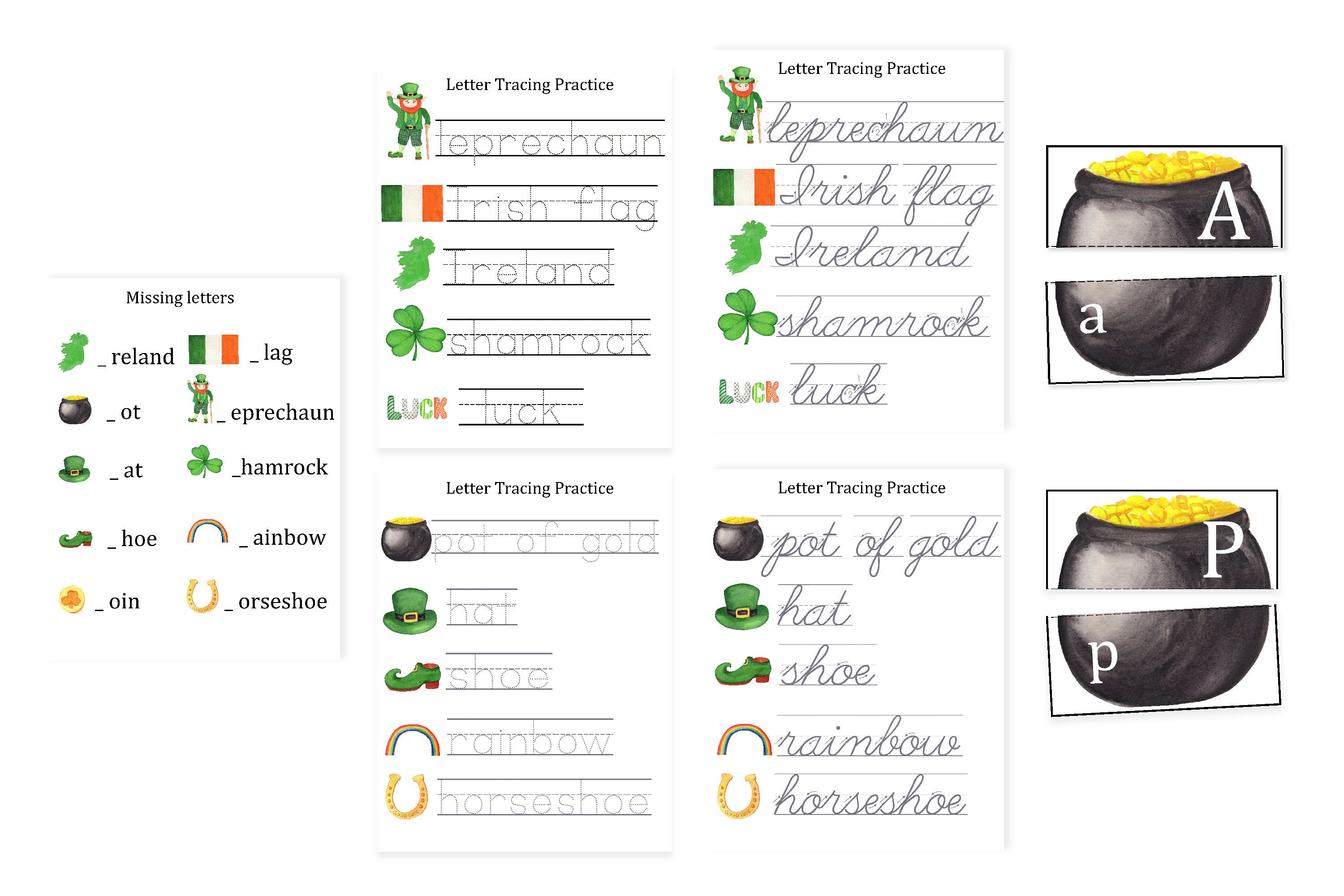 St Patricks Day Preschool Learning Pack Worksheets - Etsy