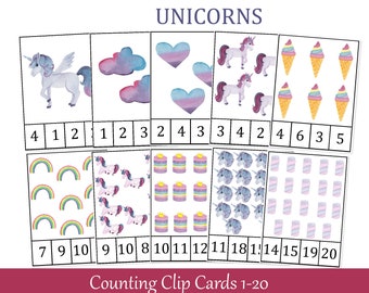 Halloween Count and Clip Cards Number 1 20 Flashcards | Etsy