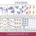 Unicorns Count and Clip Cards, Number 1 - 20, Flashcards, Preschool ...