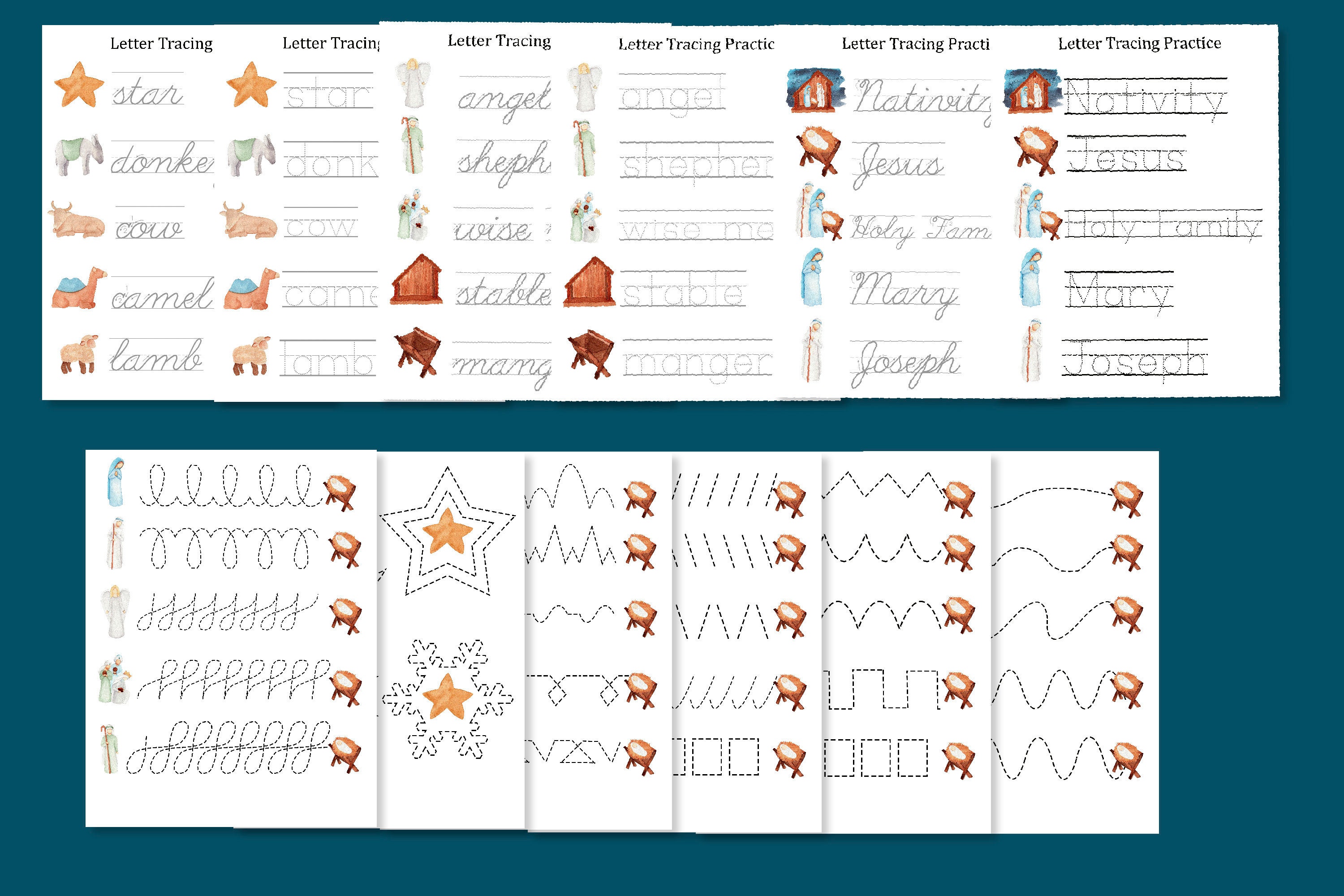 Nativity Preschool Learning Pack, Christmas Worksheets - Etsy