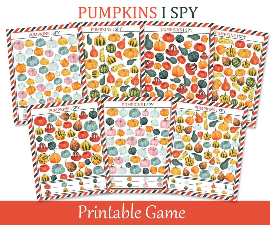I Spy Pumpkins Printable Game for Kids, Fall Preschool Party Activity ...