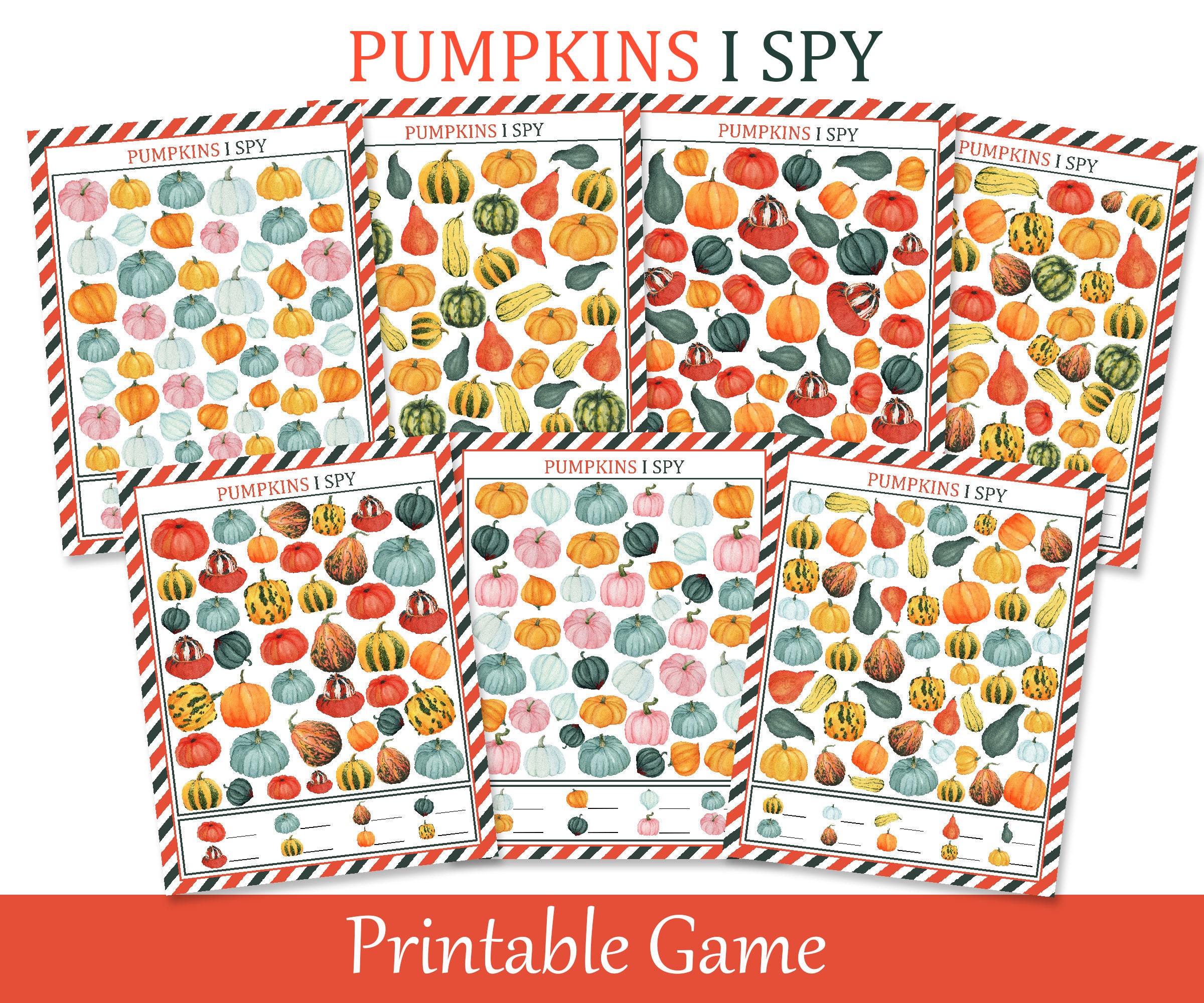 I Spy Pumpkins Printable Game for Kids, Fall Preschool Party Activity ...
